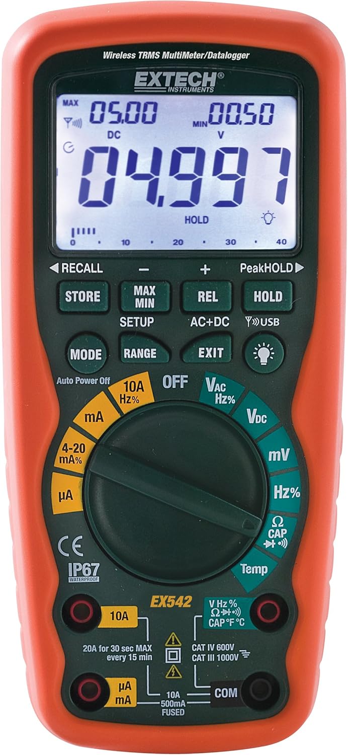 Amazon.com: Extech EX542 Wireless 433MHz True RMS Industrial MultiMeter ...