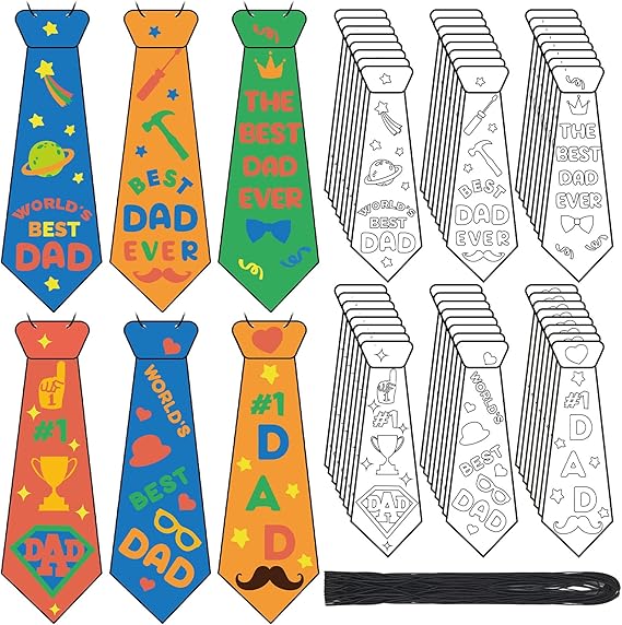Amazon.com: AmazingSpark 48 Set Father's Day Tie Craft for Kids Bulk ...