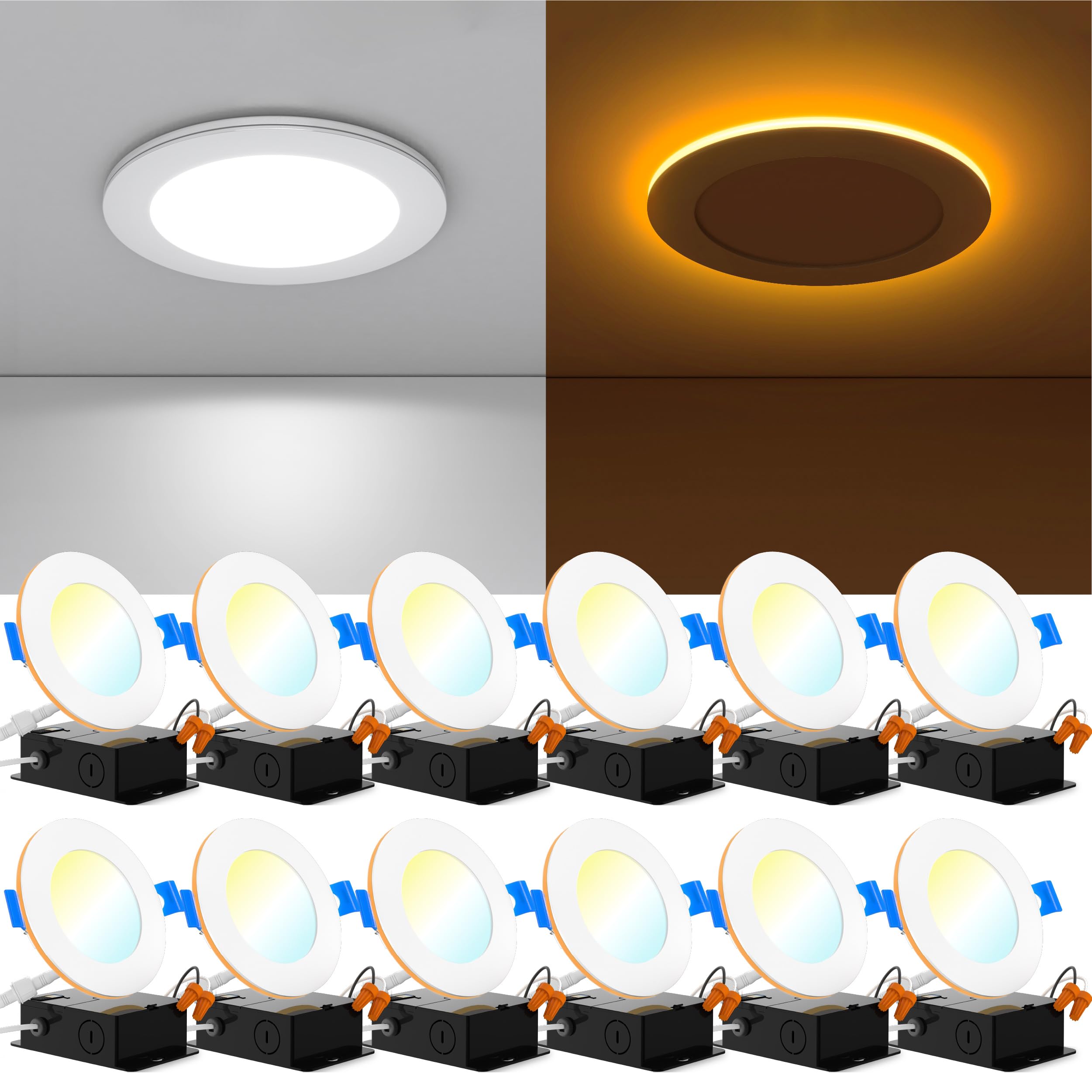 Sunco 12 Pack 4 Inch Ultra Thin LED Recessed Ceiling Lights Slim with ...