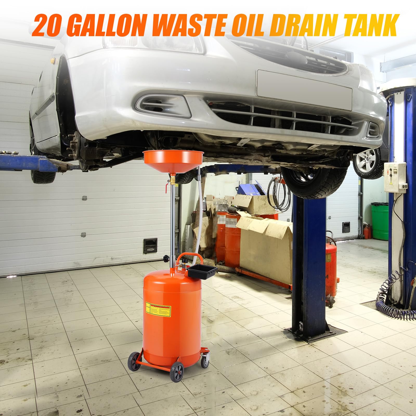 Snapklik.com : 20 Gallon Waste Oil Drain Change Tank, Portable Oil ...