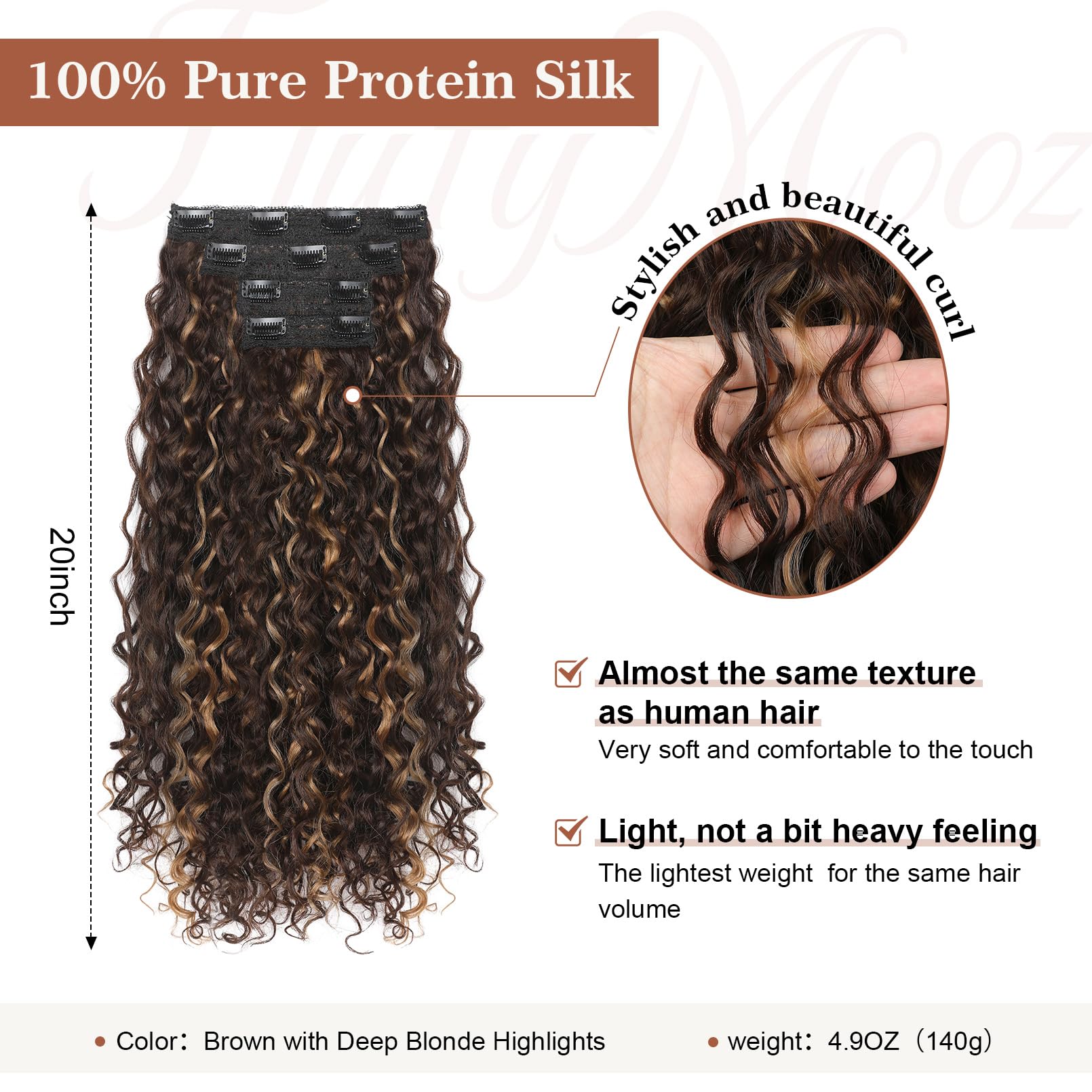 Snapklik.com : Clip In Hair Extensions, FLUFYMOOZ 4PC 100 Pure Protein ...