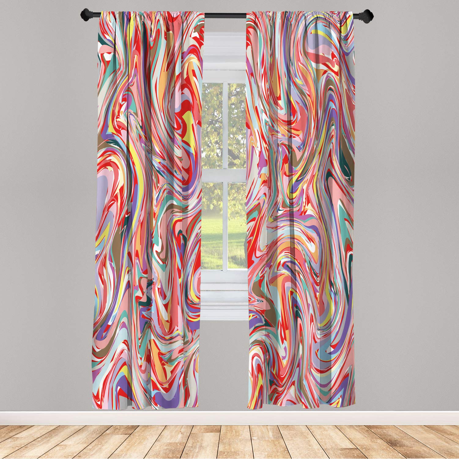 Amazon.com: Ambesonne Abstract Window Curtains, Mix of Colors Messy ...