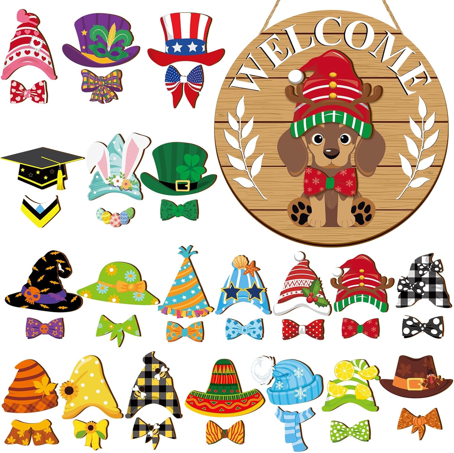 Amazon.com: Juexica 41 Pcs Interchangeable Dog Welcome Door Sign ...