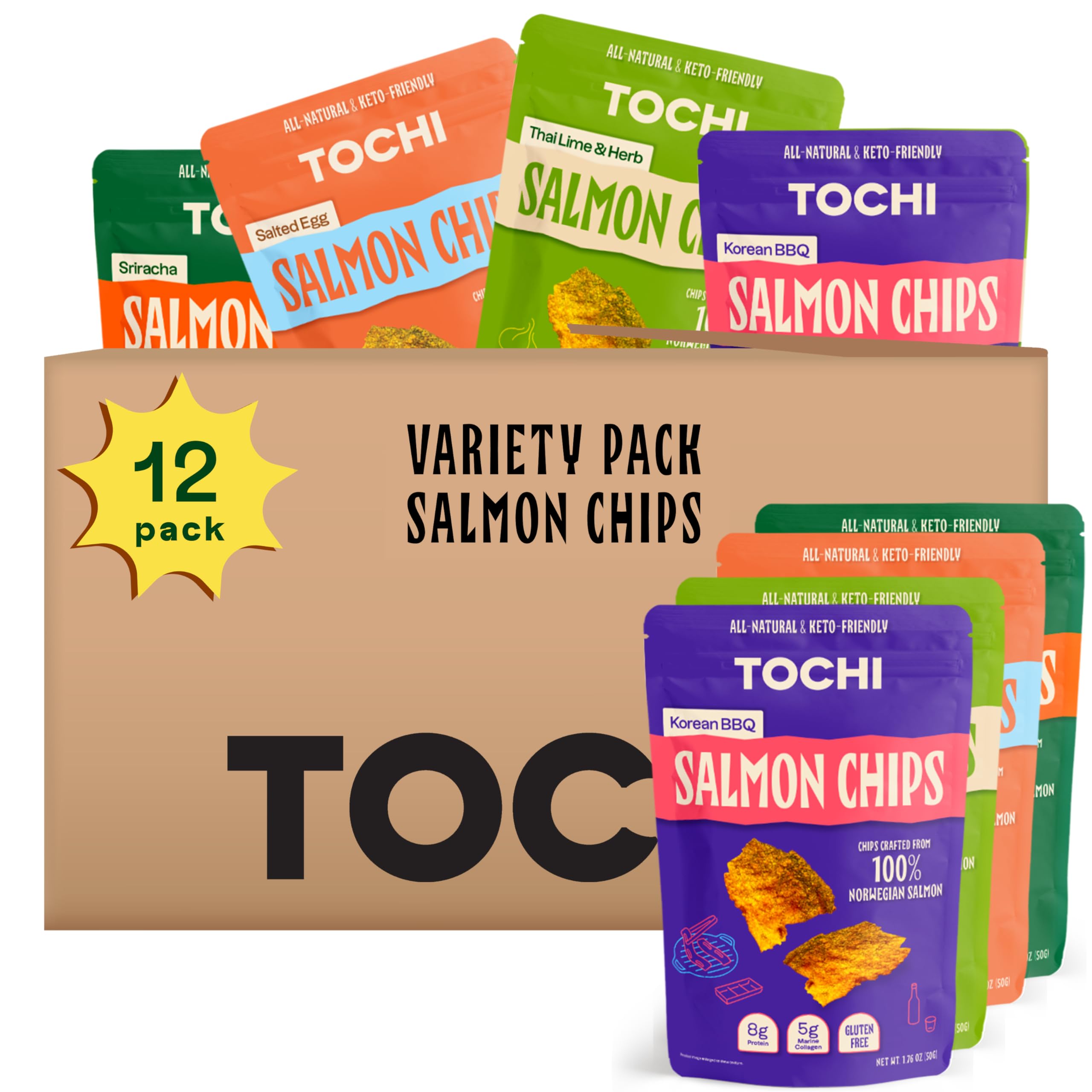 Amazon.com: Tochi Norwegian Salmon Skin Chips - Healthy, Premium, Low ...