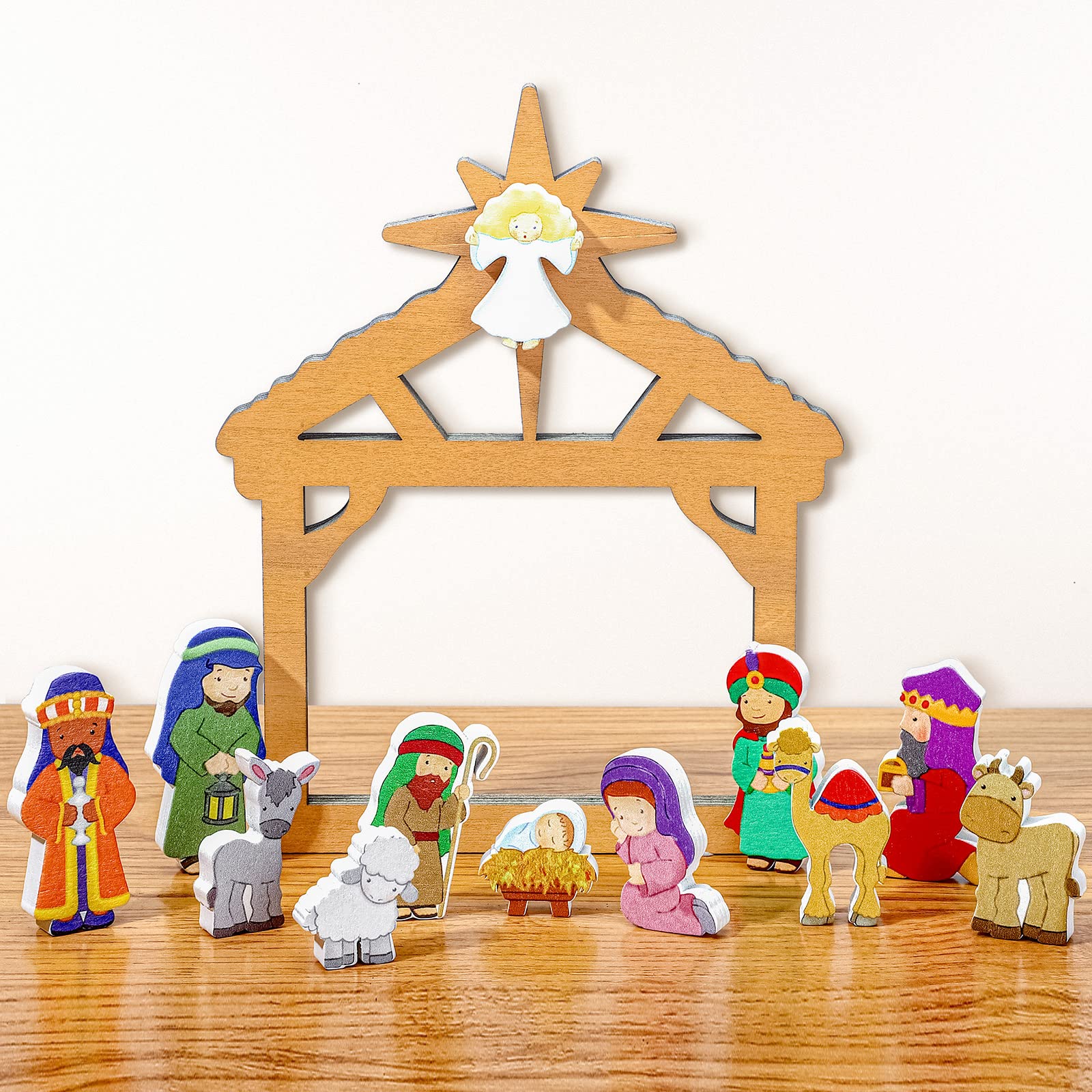 Snapklik.com : 13 Pcs Small Christmas Nativity Scene Wooden Set Mini ...