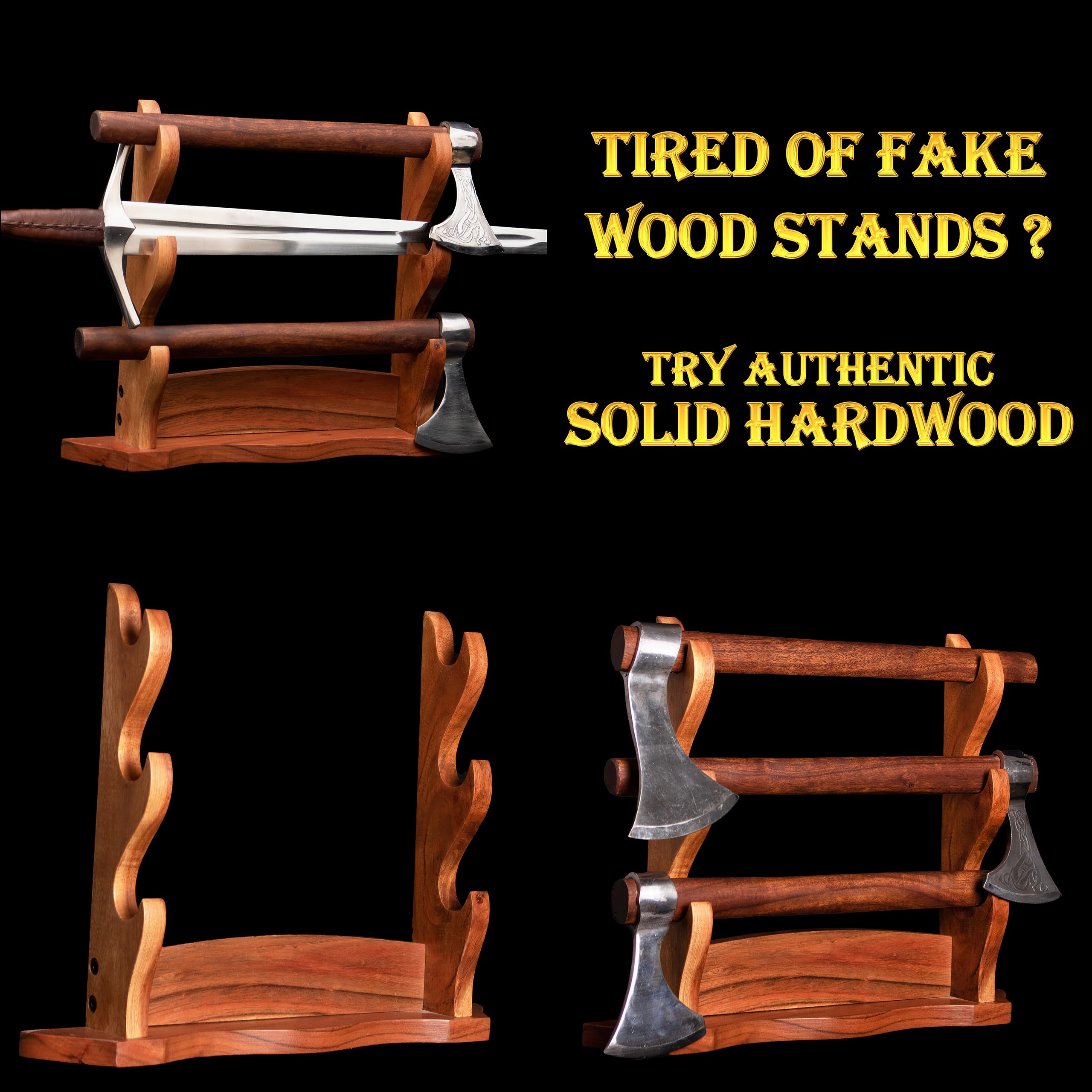 Snapklik.com : Mythrojan Medieval Sword Stand Solid Wood Horizontal ...