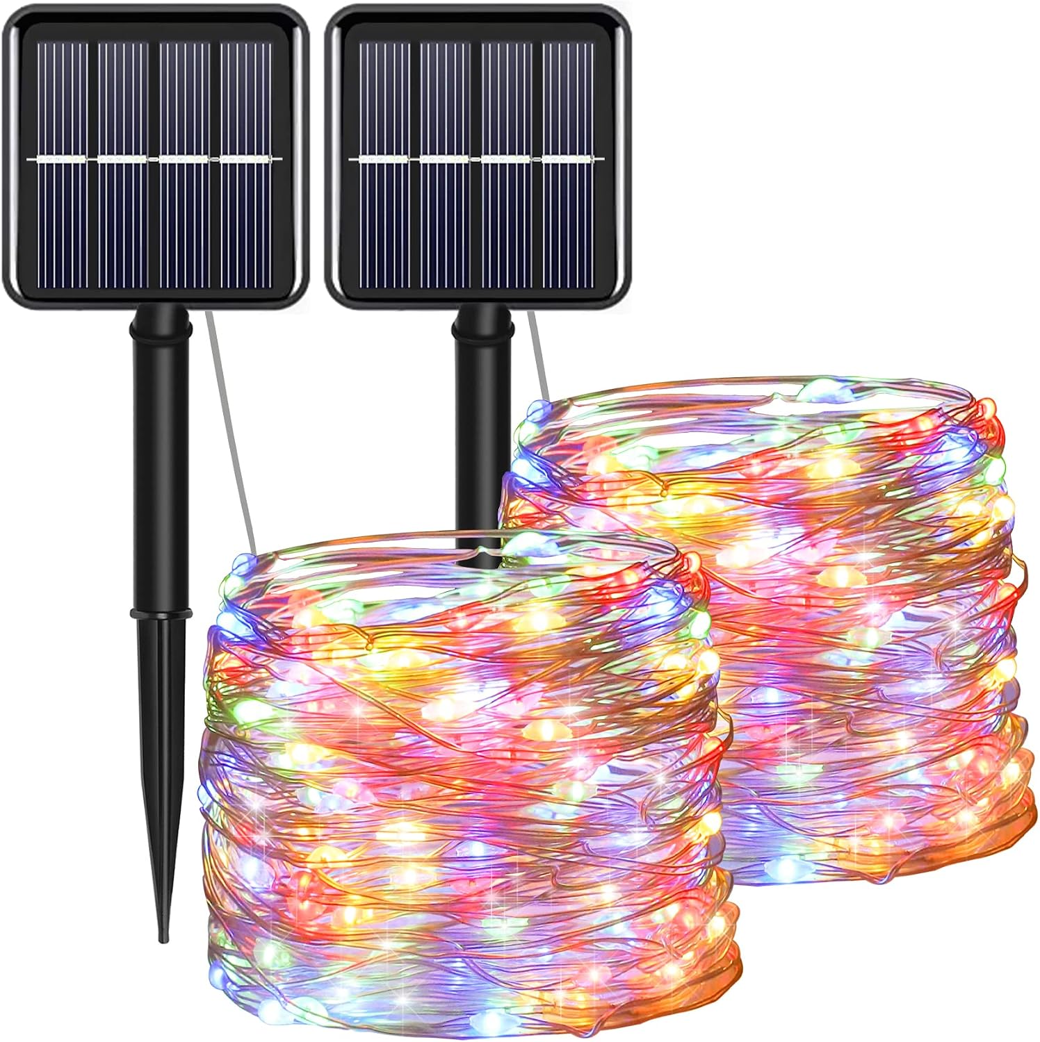 Solar Christmas String Lights Multicolor Outdoor Waterproof 100 LED（2 ...