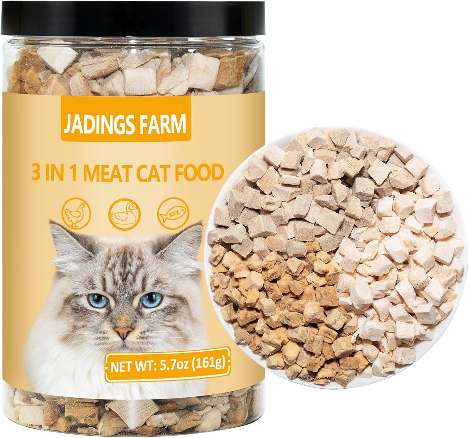 Amazon.com : JADINGSFARM Freeze Dried Cat Food, 3 in 1 Natural Freeze ...