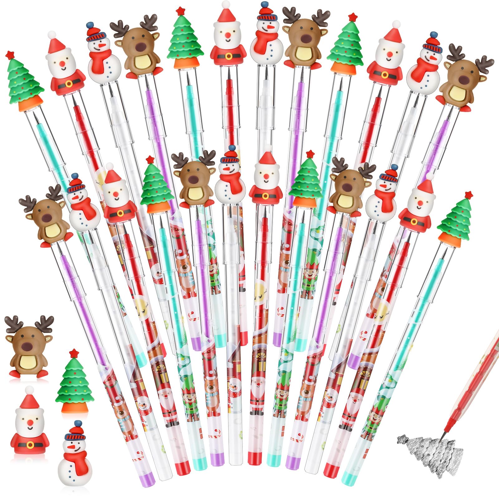 Amazon.com : Christmas Pencils Bulk Christmas Multi Point Stackable ...