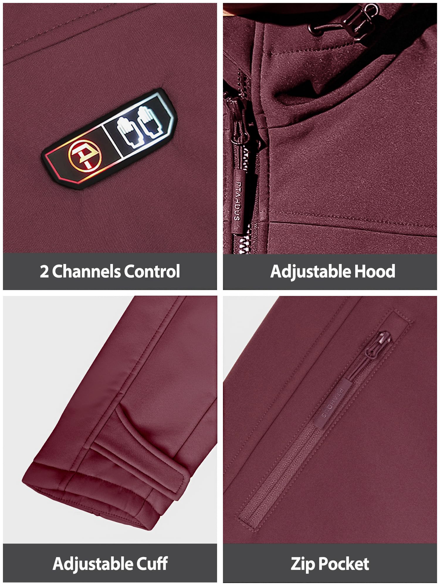 Snapklik.com : PTAHDUS Womens Heated Jackets 5 Heat Zones Battery Pack ...