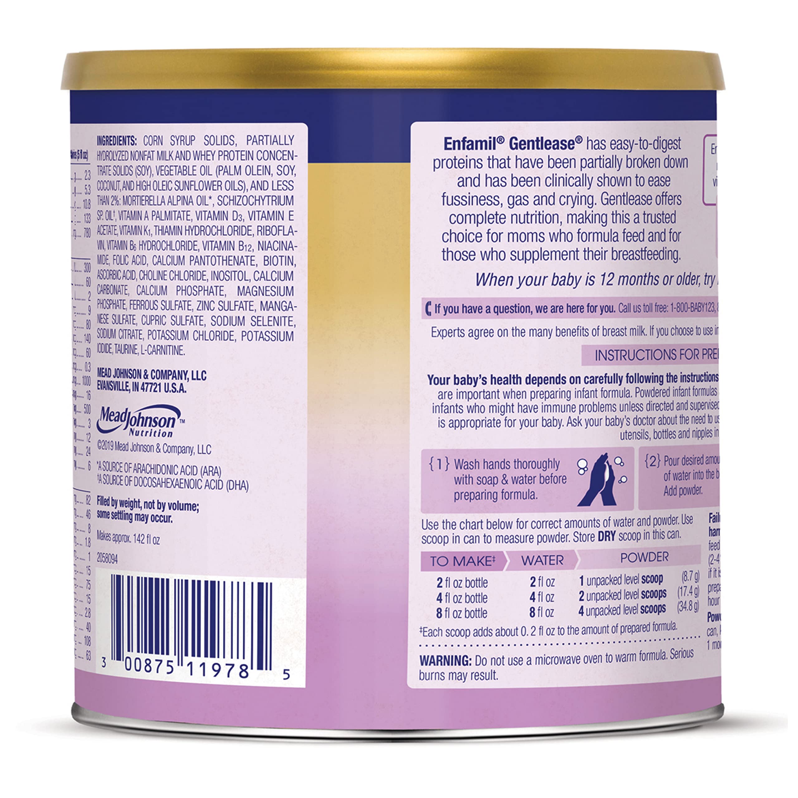 Fórmula para bebés Enfamil Gentlease, reduce la irrita...B076XB8CSW ...