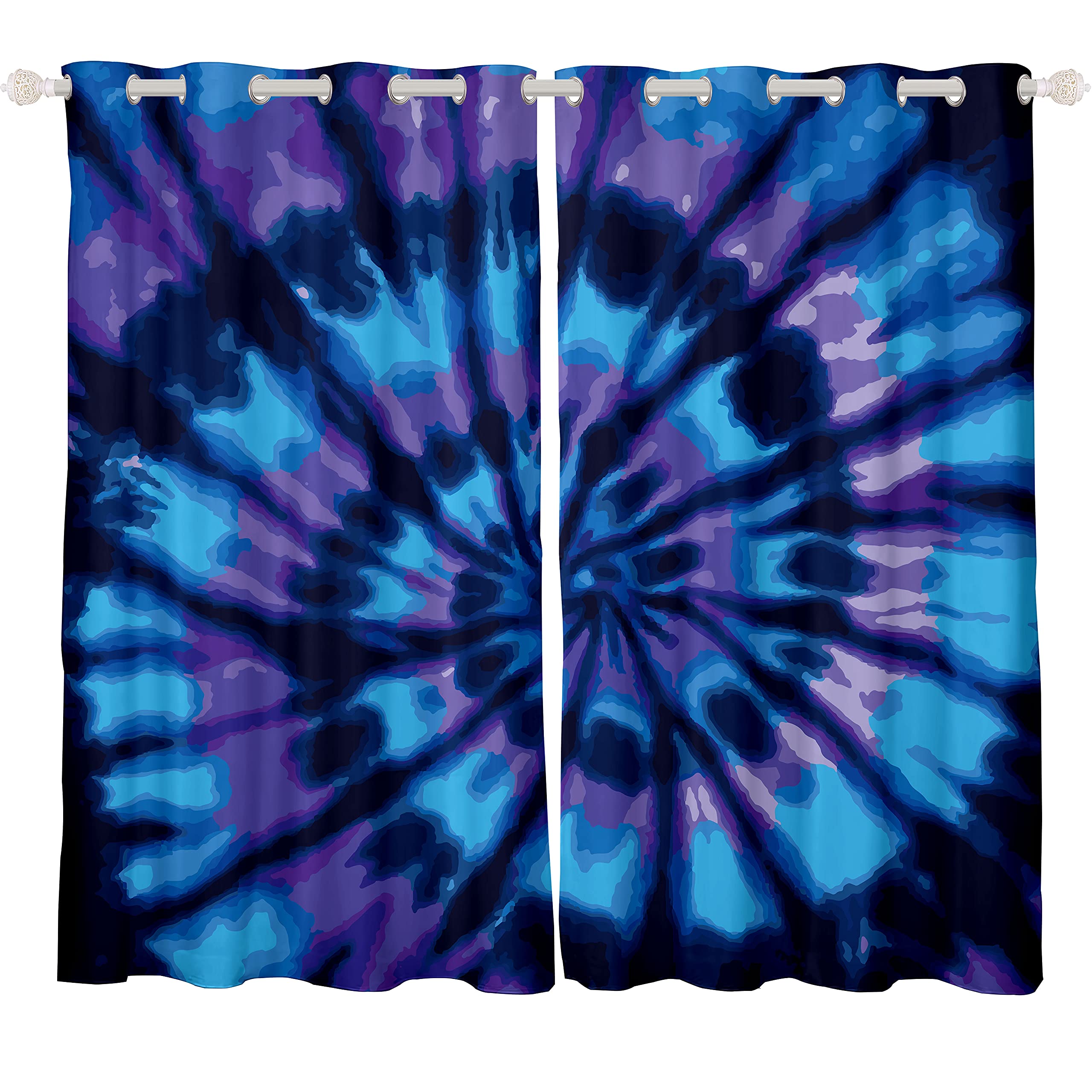 Amazon.com: Feelyou Tie Dye Curtains Boho Psychedelic Swirl Grommet ...