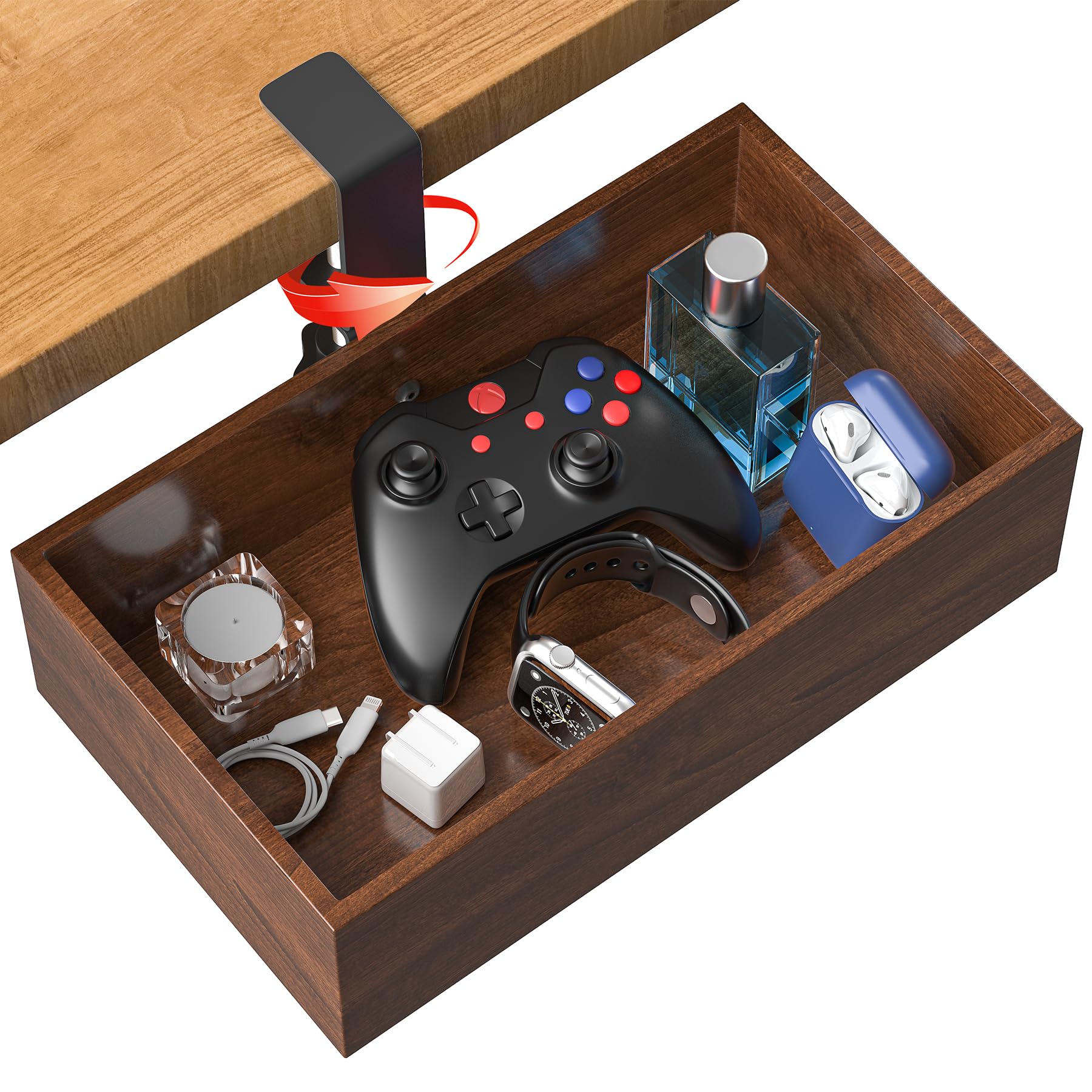 Amazon.co.jp: JONGJONG テーブル下収納ラック 360度回転 デスク下引き出し 机下収納 クランプ式 多機能収納バスケット 穴あけ不要 取り付け簡単 小物整理 机用 卓下 ...