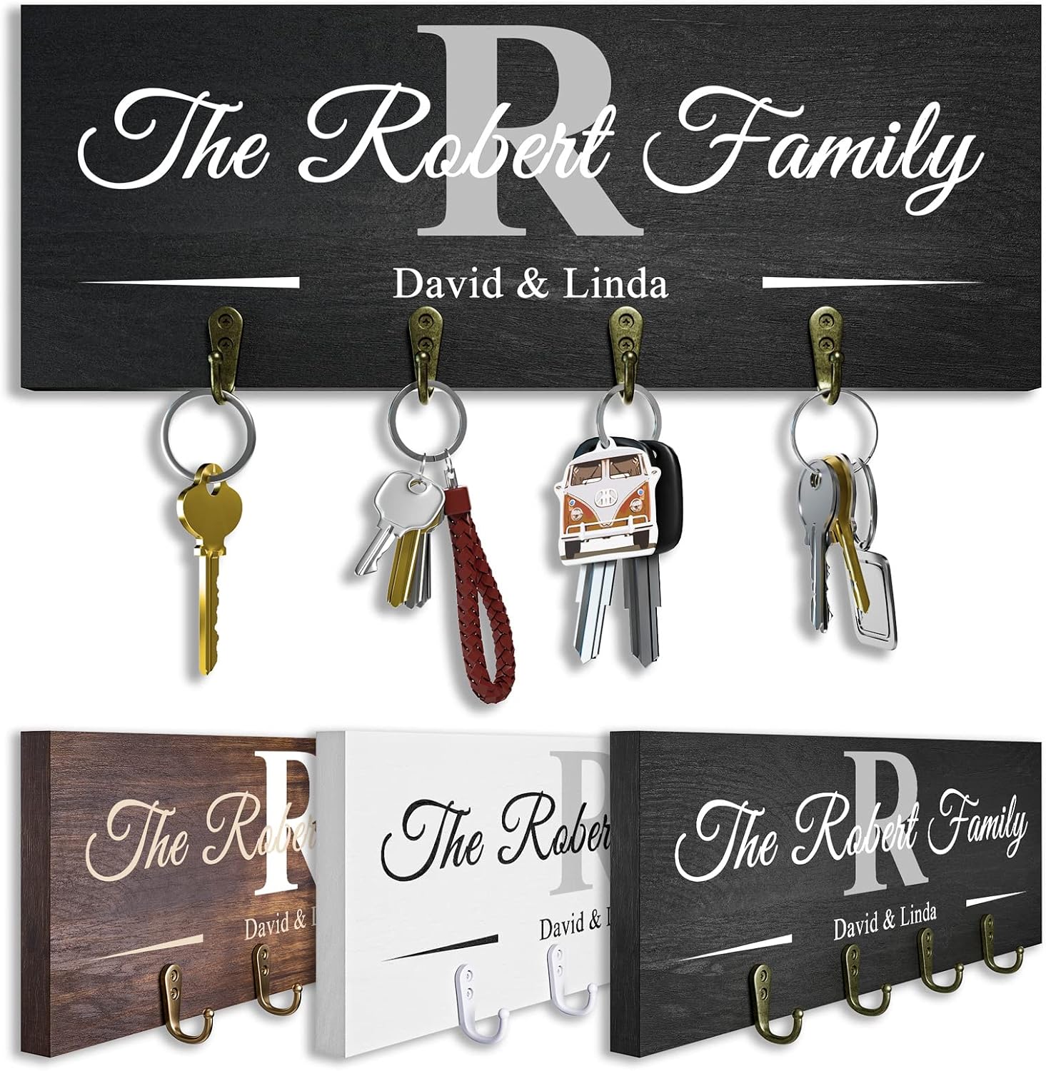 Amazon.com: Personalized Wood Key Hooks for Wall Decor, Housewarming ...