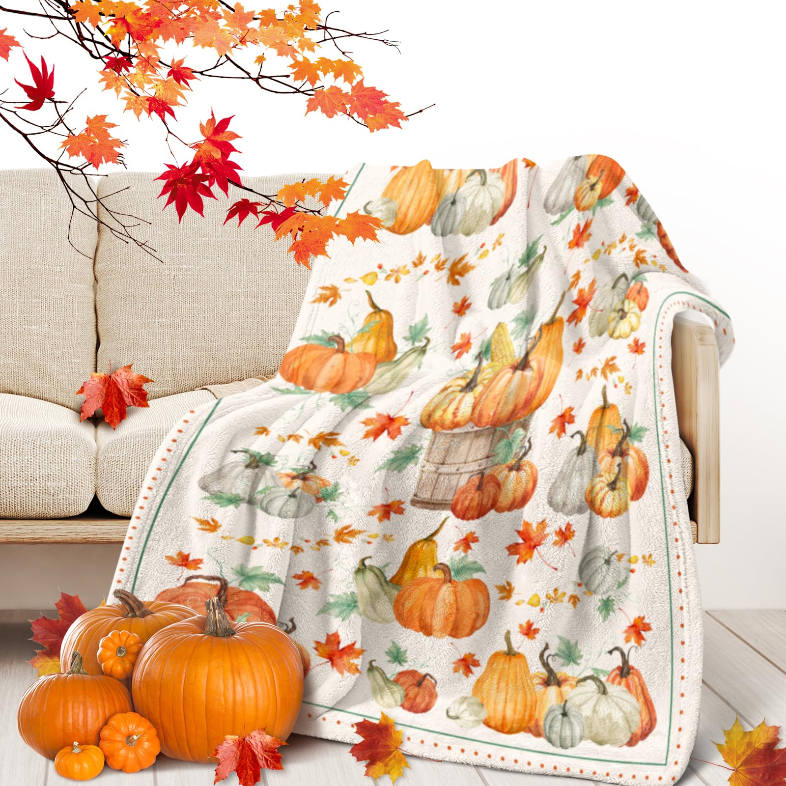 Amazon.com: RUDIXICO Fall Throw Blanket Pumpkin Blanket Thanksgiving ...