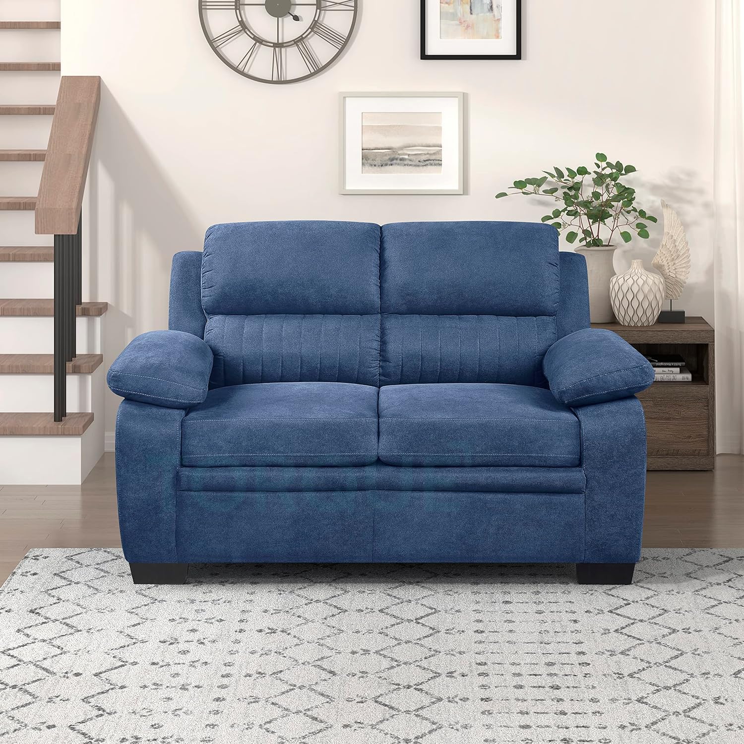 Torque - Jett Premium Fabric 2 Seater Sofa Set for Living Room (Blue ...