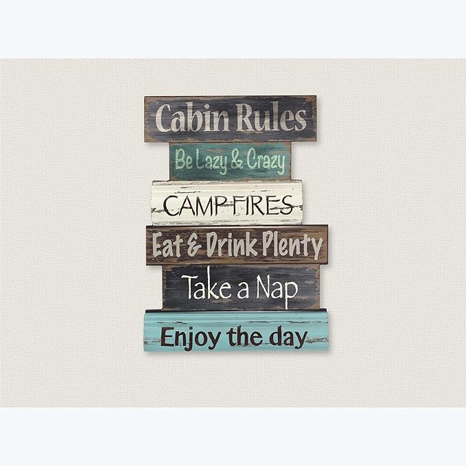 Amazon.com: Young's Inc. Cabin Rules Wall Sign – Cabin Decor – 16”H x ...