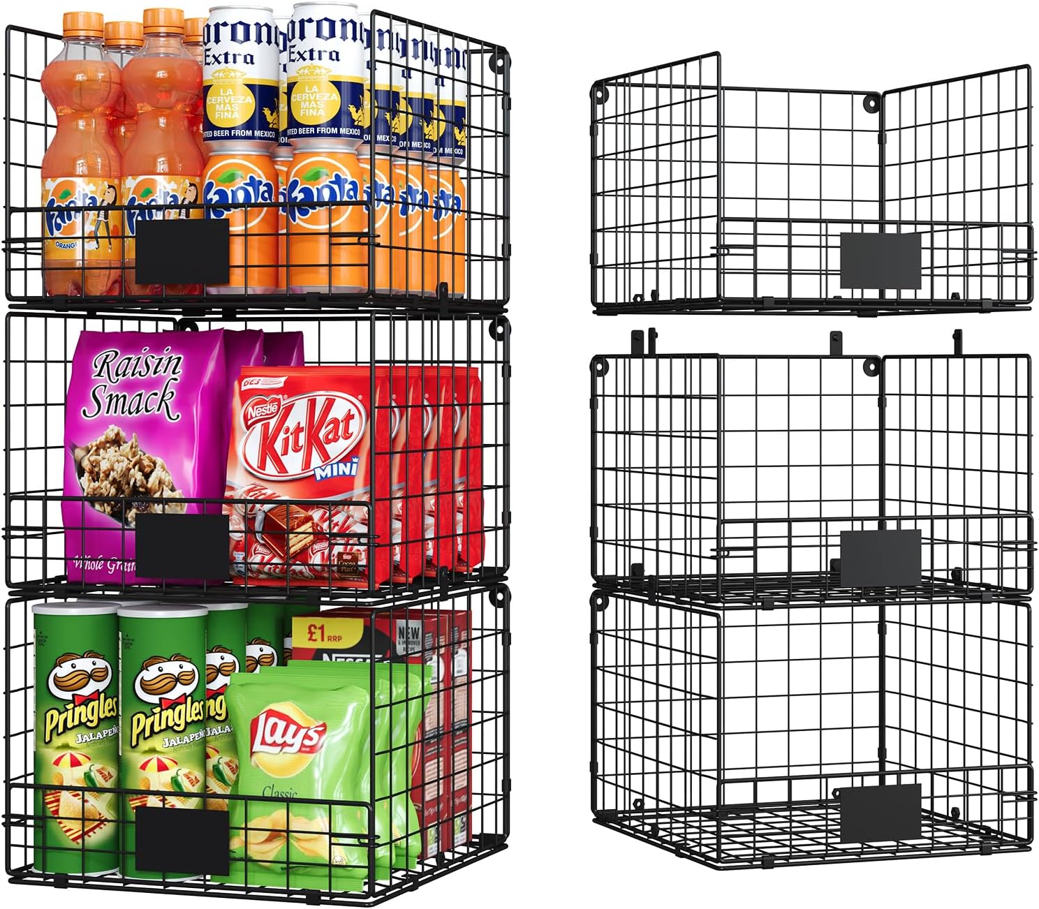 Amazon.com: Sonyabecca Stackable Wire Baskets for Pantry Organizer and ...