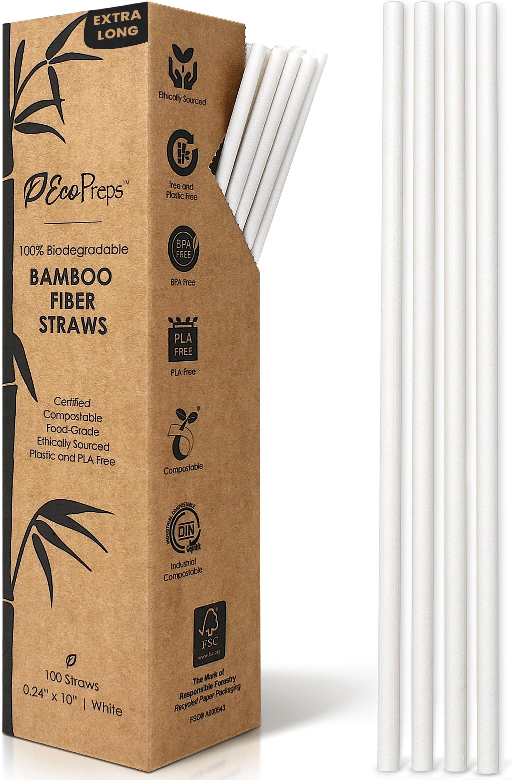 Amazon.com: 200 Count 100% Plant-Based Wrapped Compostable Straws ...