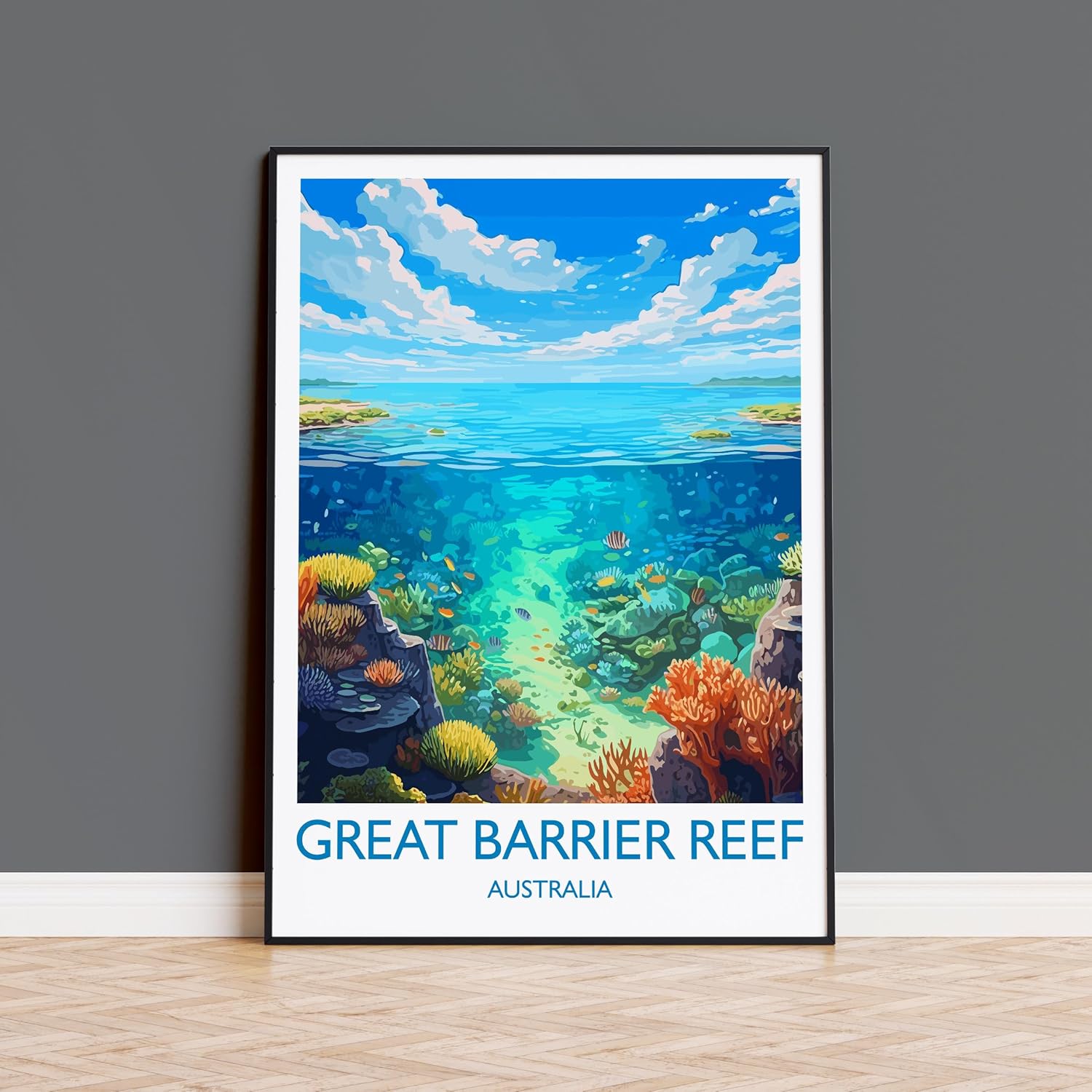 Amazon.com: Great Barrier Reef Poster, Travel Print of Great Barrier ...