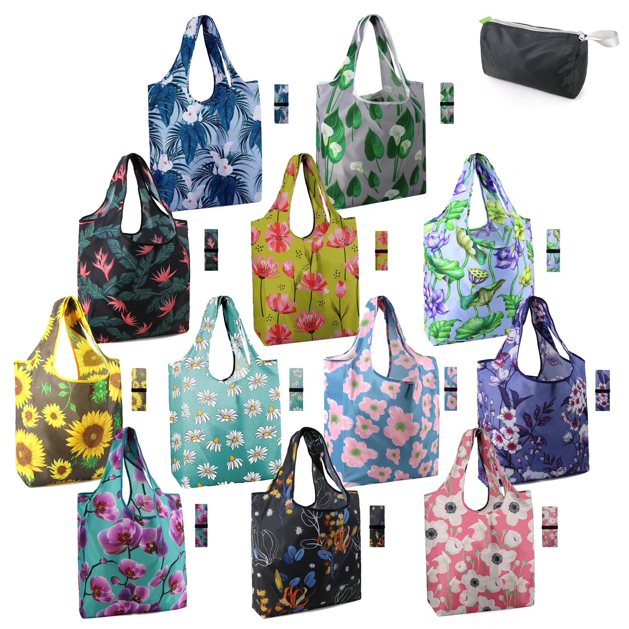 Amazon.com - BeeGreen 12 Packs Flower Reusable Grocery Bags Reusable ...