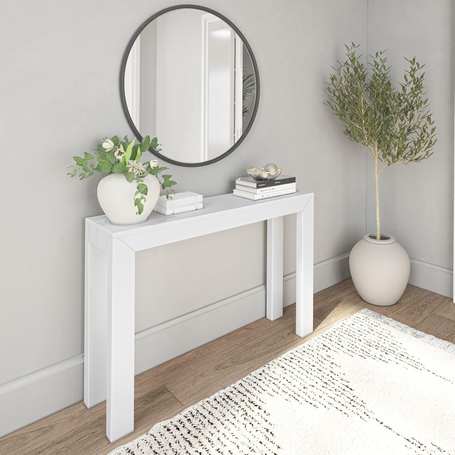 Amazon.com: Plank+Beam Modern Solid Wood Console Table, 46.25 Inch ...