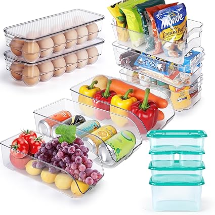 Amazon.com: MASTERTOP Fridge Organizer Bins, 13pcs Clear Refrigerator ...