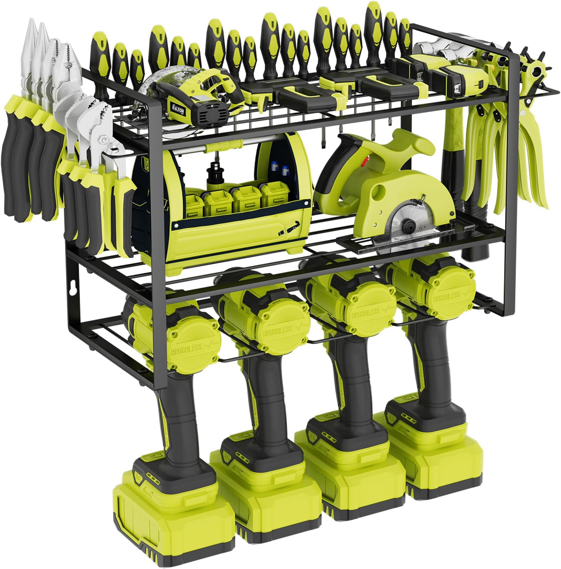 Amazon.com: Power Tool Organizer,8 Power Drill Holder Wall Mount,3 ...
