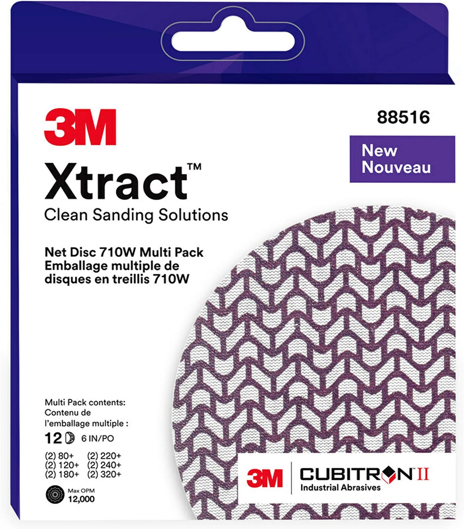 3M 710W Xtract Cubitron II Net Discs: 6 in. Width (Purple) / 12-Discs ...