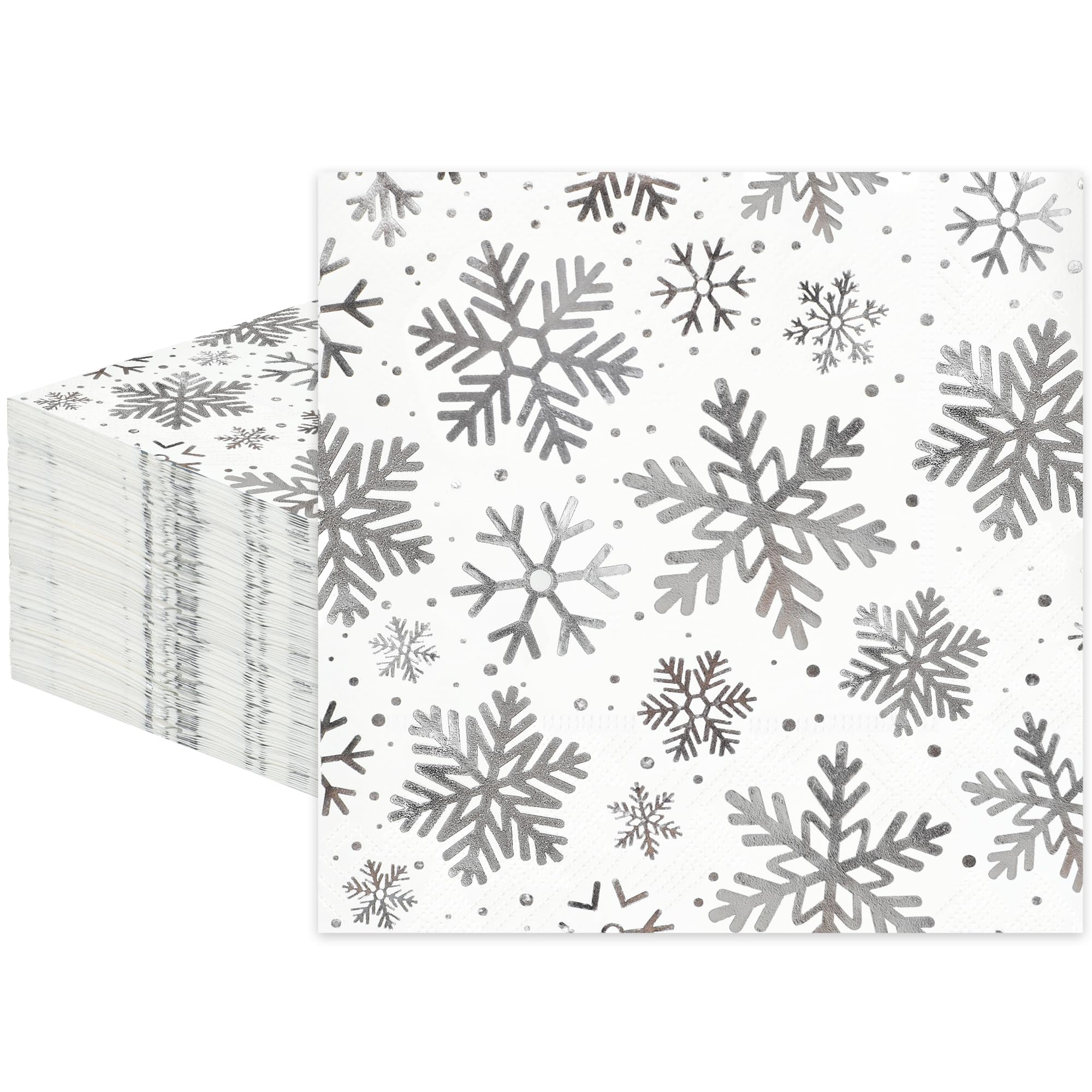 Amazon.com: 100 PCS Christmas Snowflake Party Napkins Christmas Silver ...