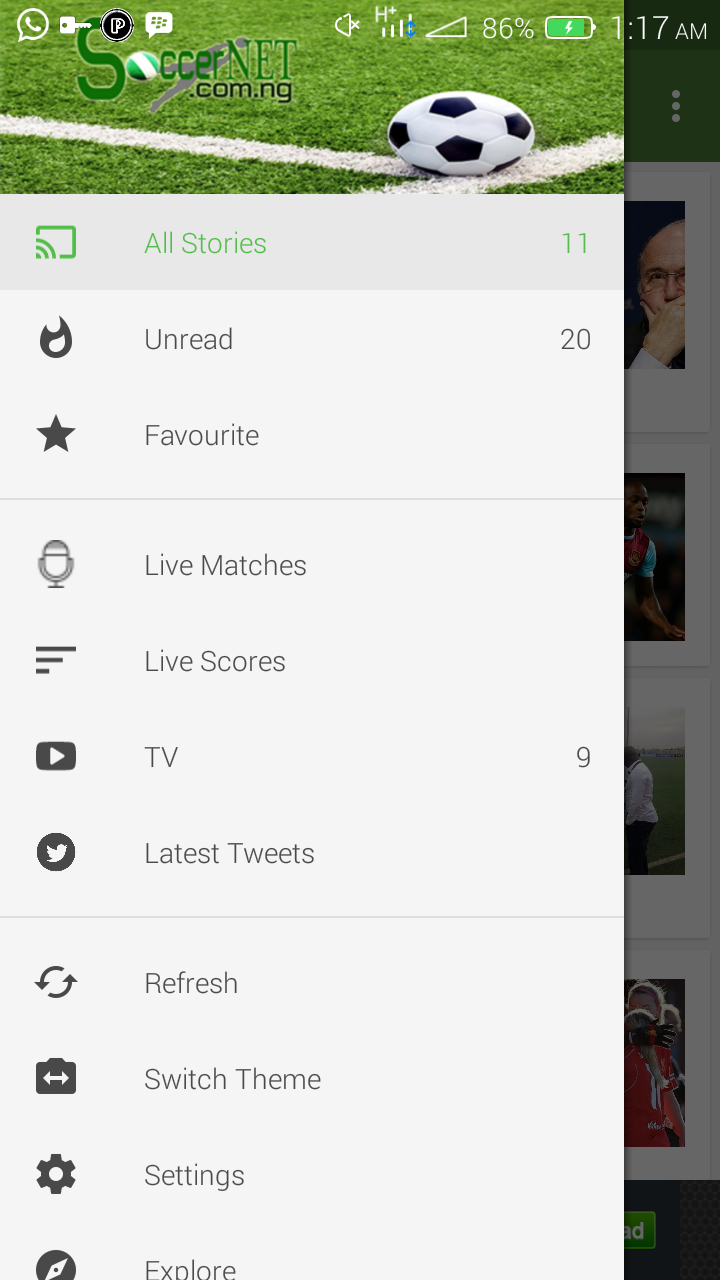 Aplicación SoccerNet Nigeria en Amazon Appstore
