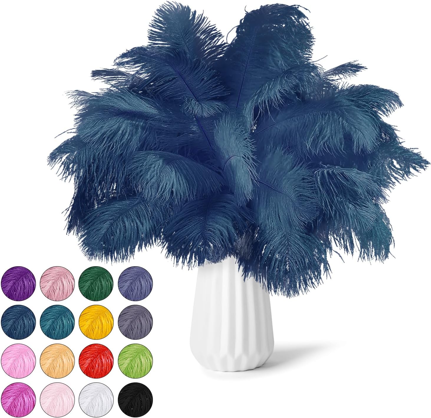 Amazon.com: NEWONG 30pcs Navy Blue Ostrich Feathers Natural Bulk 8 ...