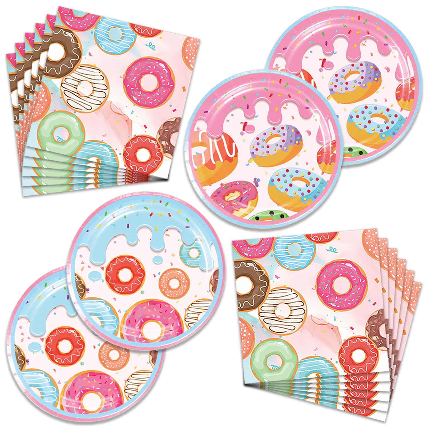 Amazon.com: 40Pcs Donut Party Supplies Donut Sprinkle Dinnerware Set ...