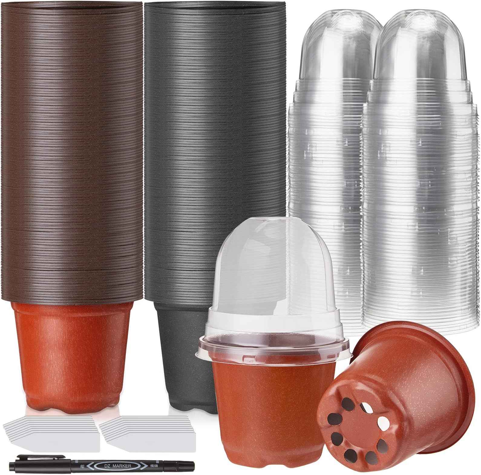 Amazon.com: Baderke 3'' 4'' Clear Durable Nursery Pots with Humidity ...