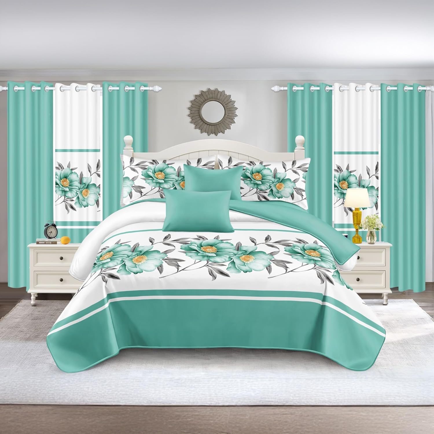 Amazon.com: CozyCreatures Vintage Boho Olive Green Floral Cal King ...