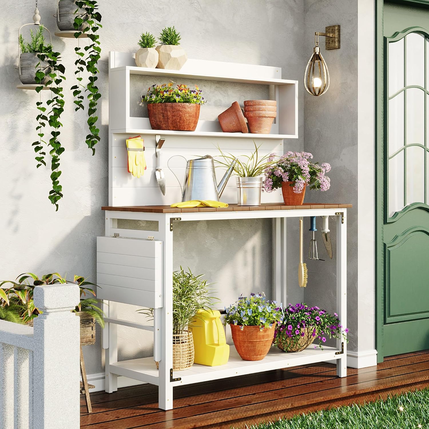 Amazon.com: LSKTGA Garden Potting Bench Table, Workstation Table with ...