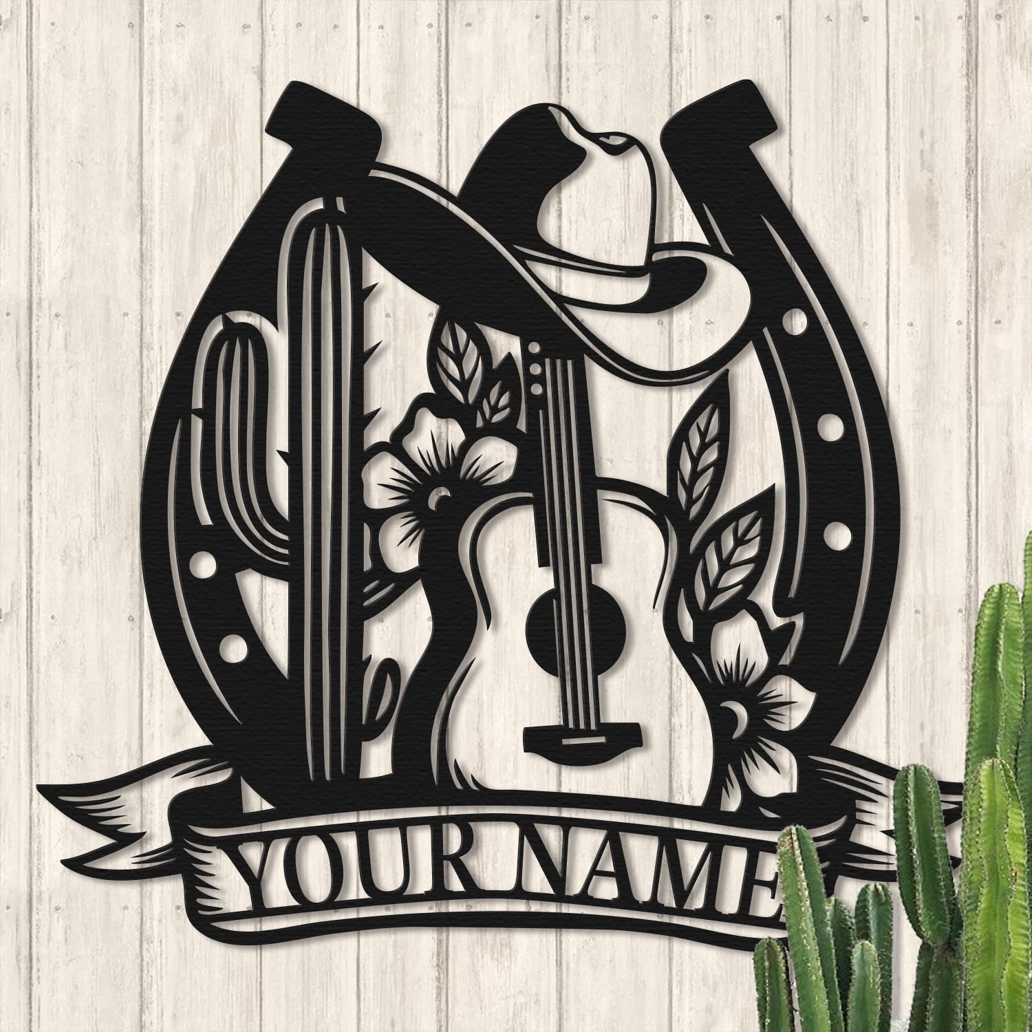 Amazon.com: Peanut Case Customizable Western Cowboy Sign Metal Wall Art ...