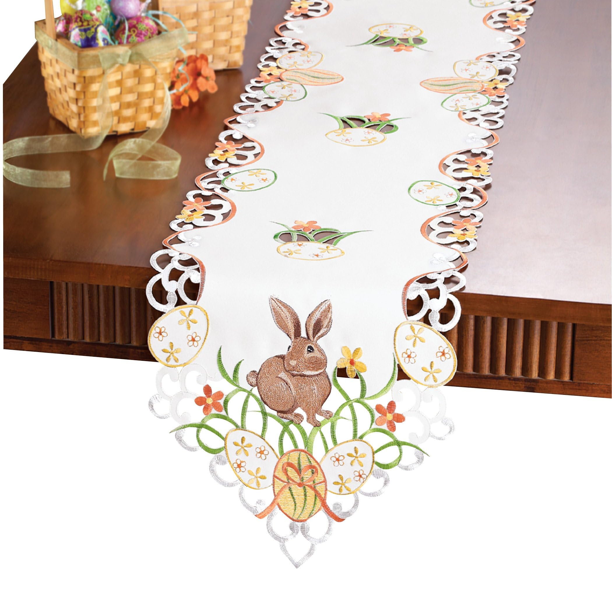 Amazon.com: Collections Etc Easter Bunny and Eggs Table Linens Runner ...
