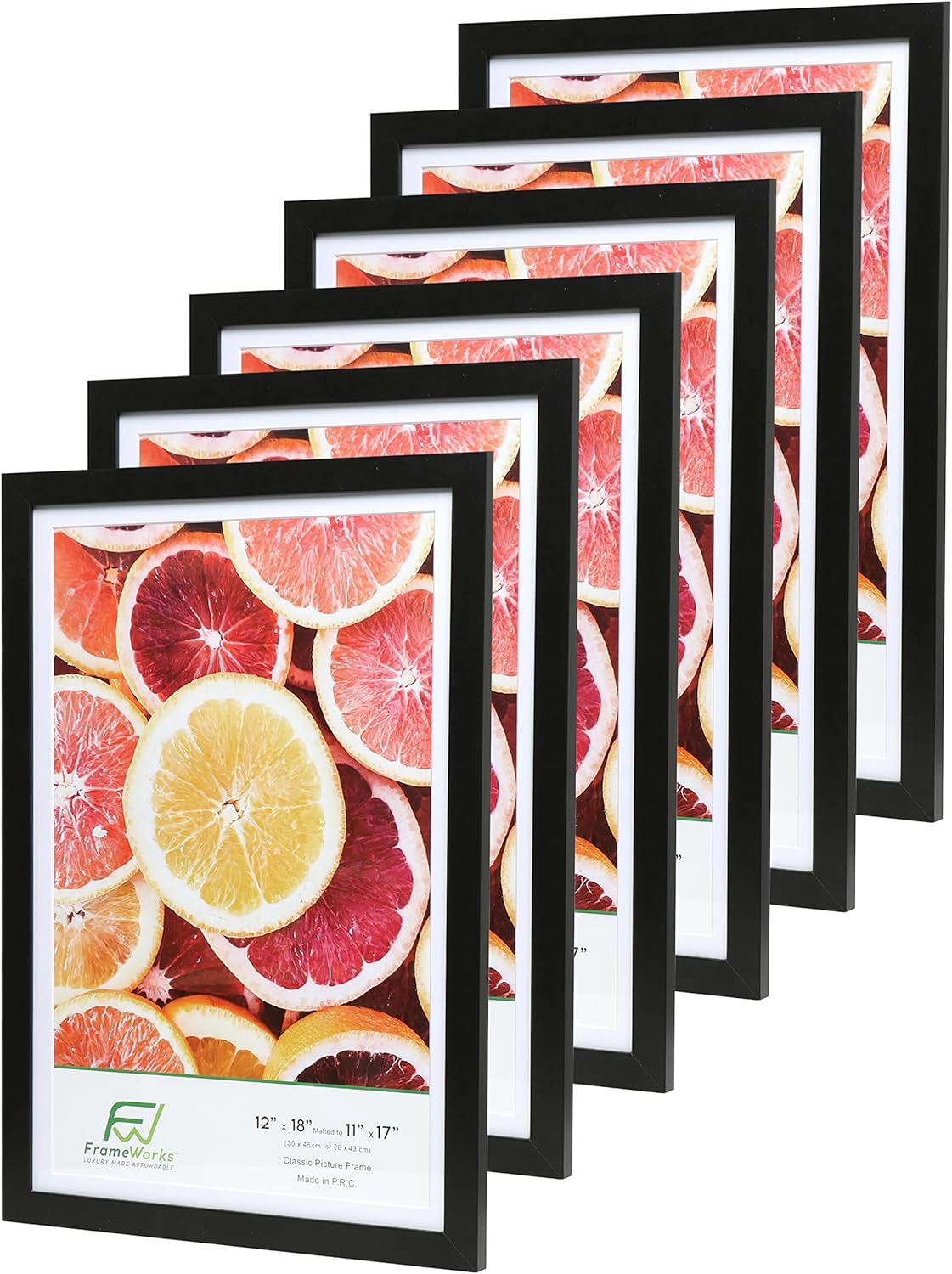 Amazon.com: FrameWorks 12x18 mat to 11x17 Classic Wooden Picture Frames ...