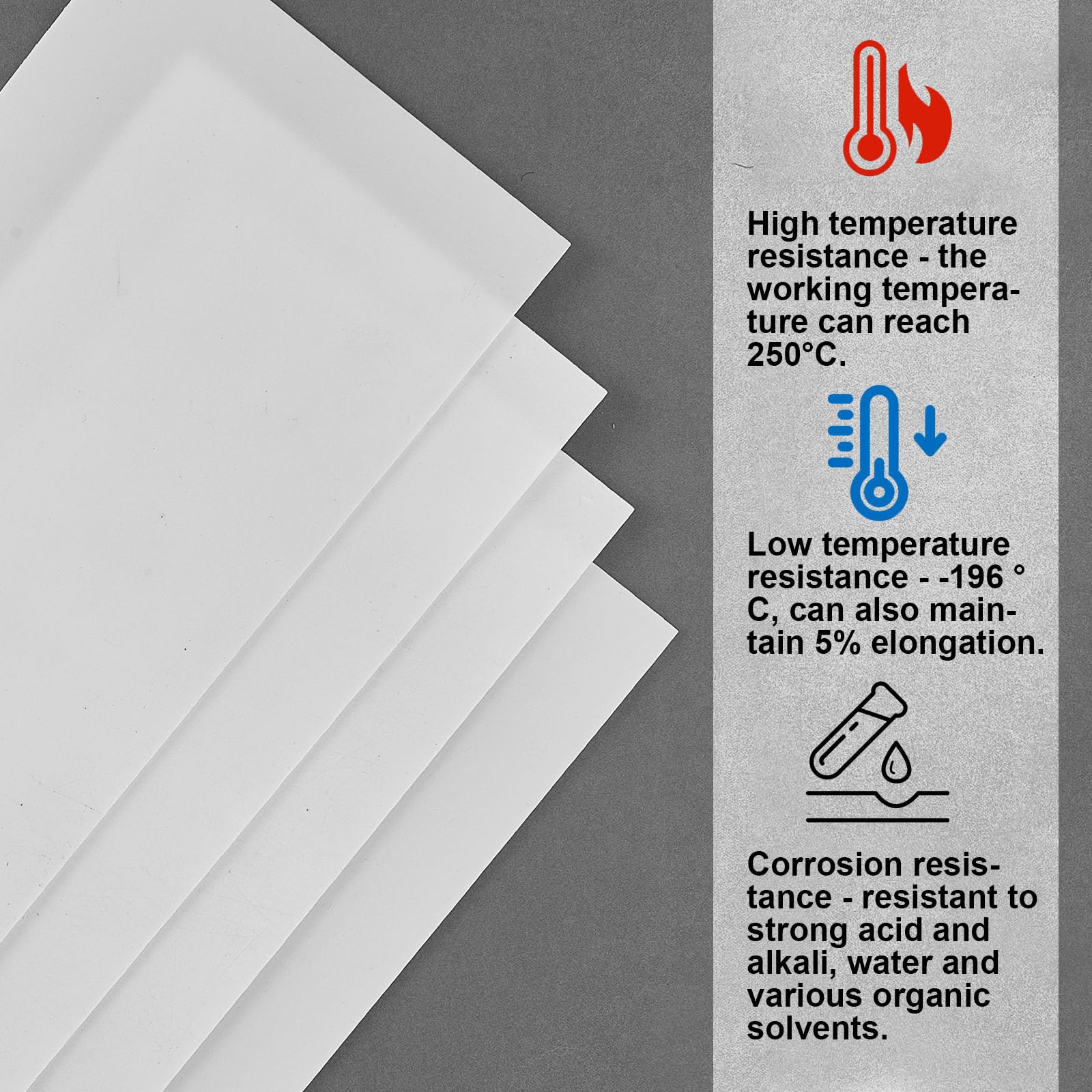 Snapklik.com : 2 Pieces White PTFE Virgin Sheet Plastic 12 X 6 Inch ...