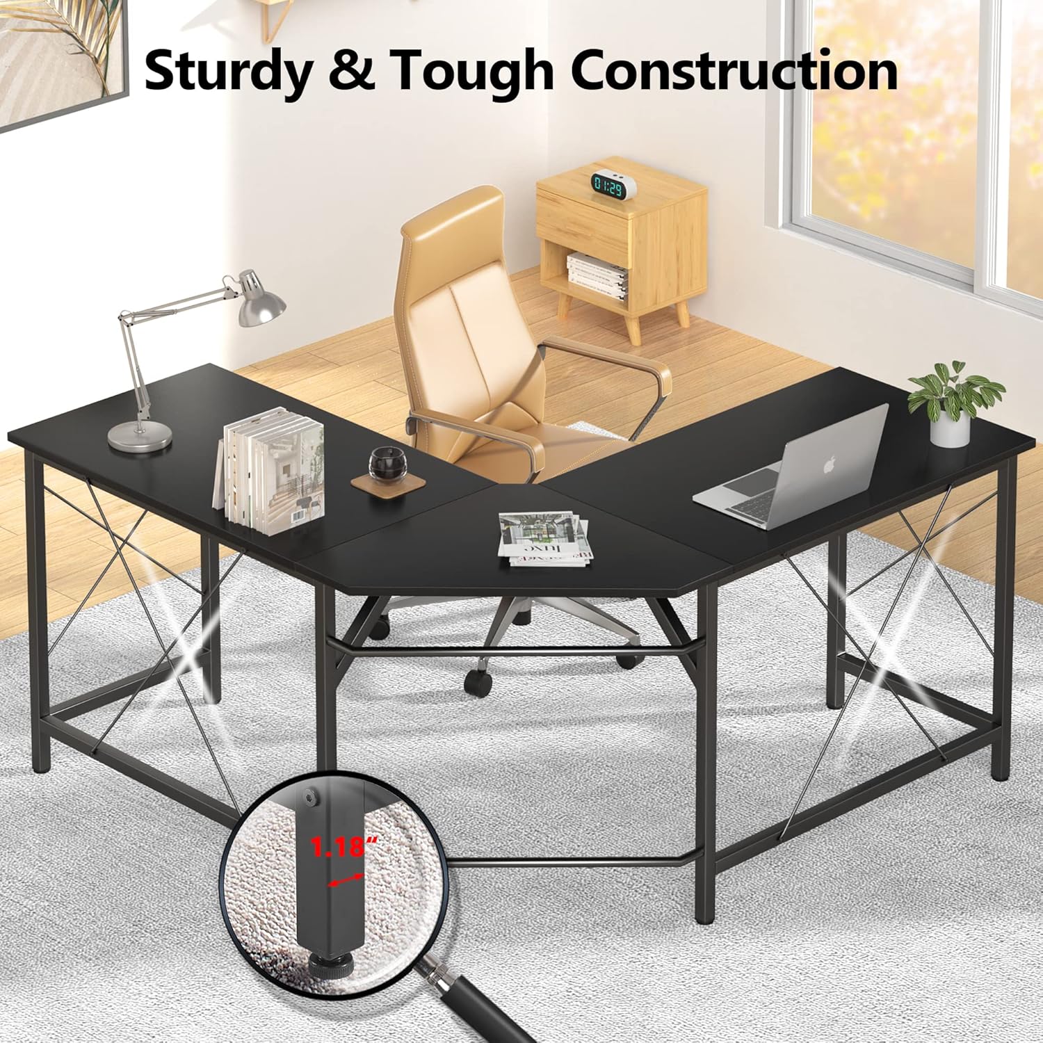 Buy Mr IRONSTONE L Shaped Desk Computer Desk 59*59, Large Corner Desk ...