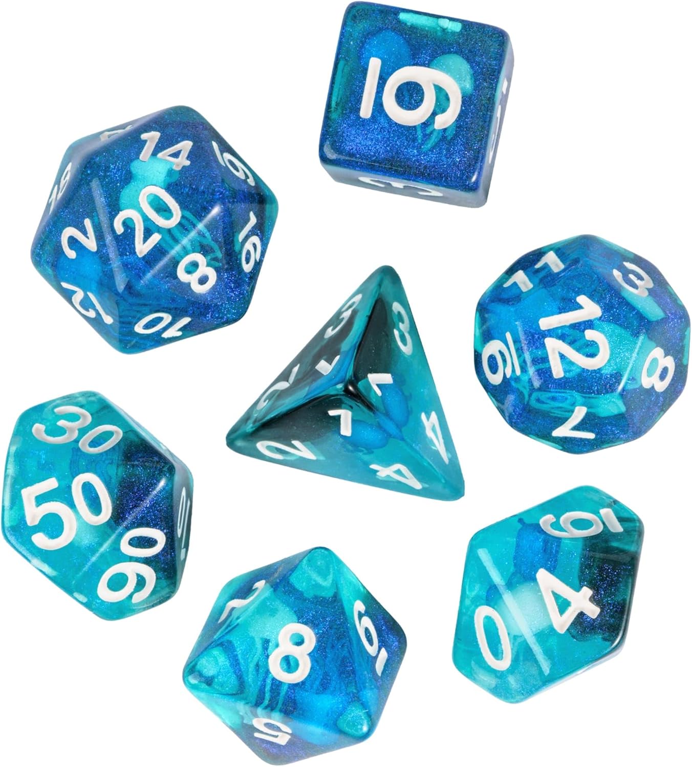 Amazon.com: UDIXI D&D Polyhedral Dice Set, 7PCS Resin DND Dice Set Glow ...