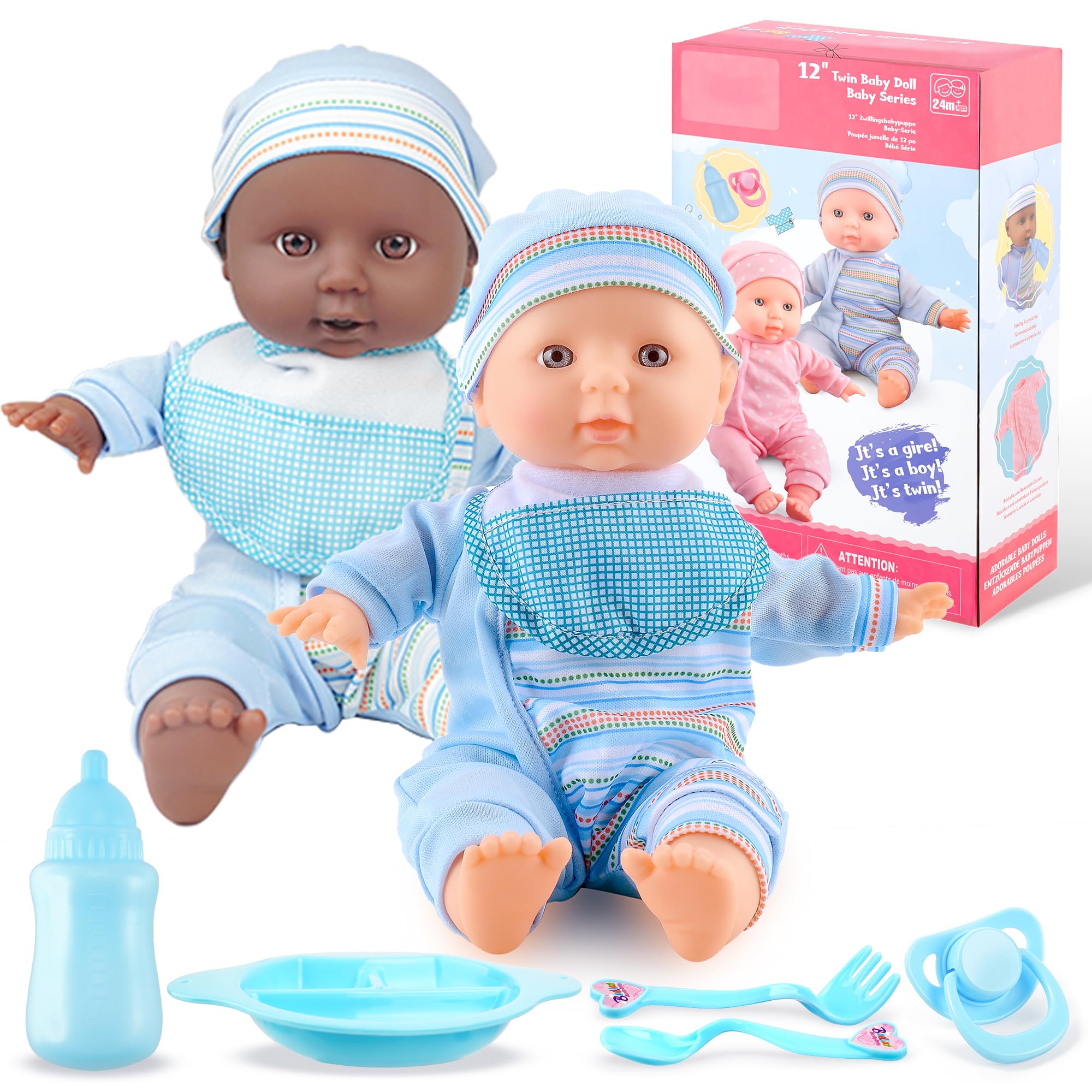 Amazon.com: Toy Choi's Twin Baby Dolls - 12 inch Two Soft Body Black ...