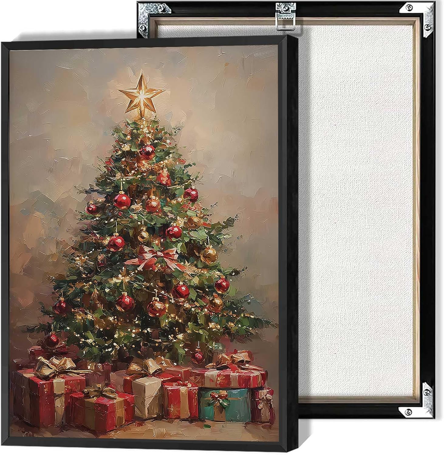 Amazon.com: Christmas Decor Posters Vintage Christmas Tree Canvas Wall ...