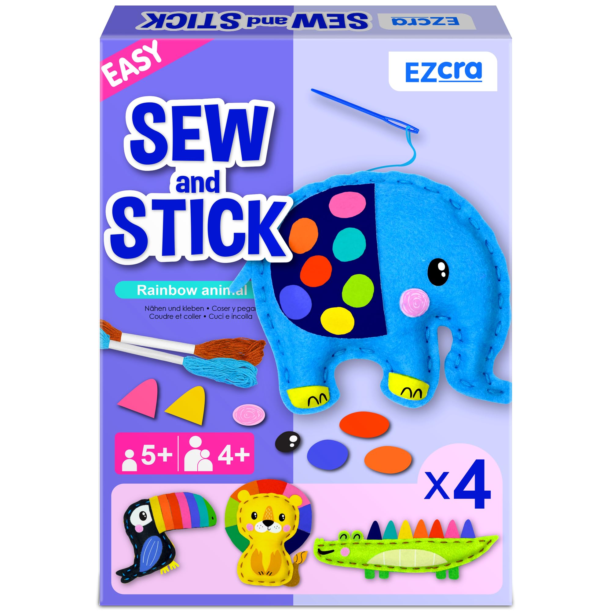 Amazon.com: EZCRA Easy Arts and Crafts for Kids - No Mess Sewing Kit ...