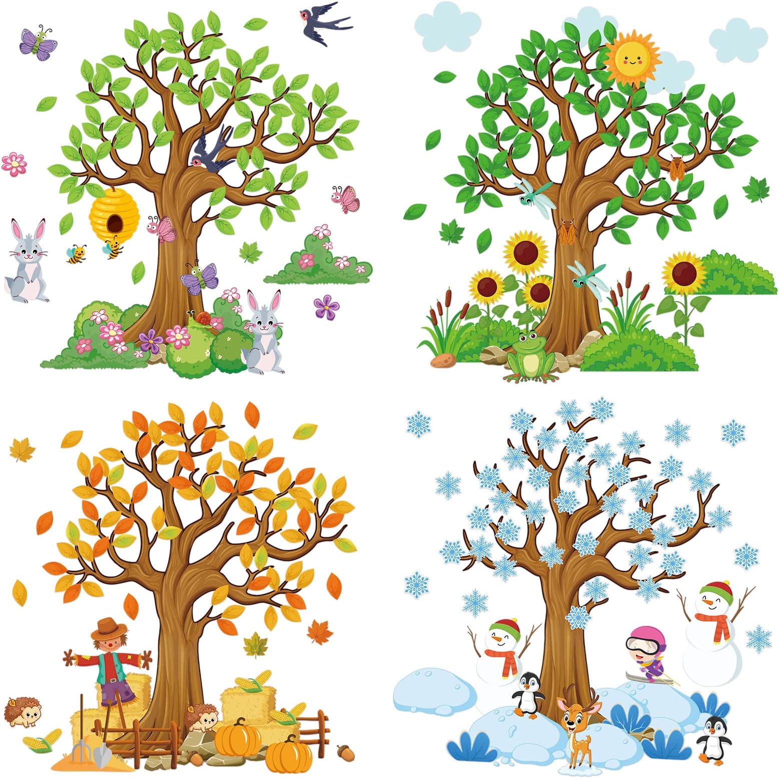 Amazon.com: Teling 239 Pcs Season Tree Classroom Bulletin Board Decor ...