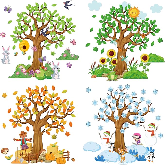 Amazon.com: Teling 239 Pcs Season Tree Classroom Bulletin Board Decor ...