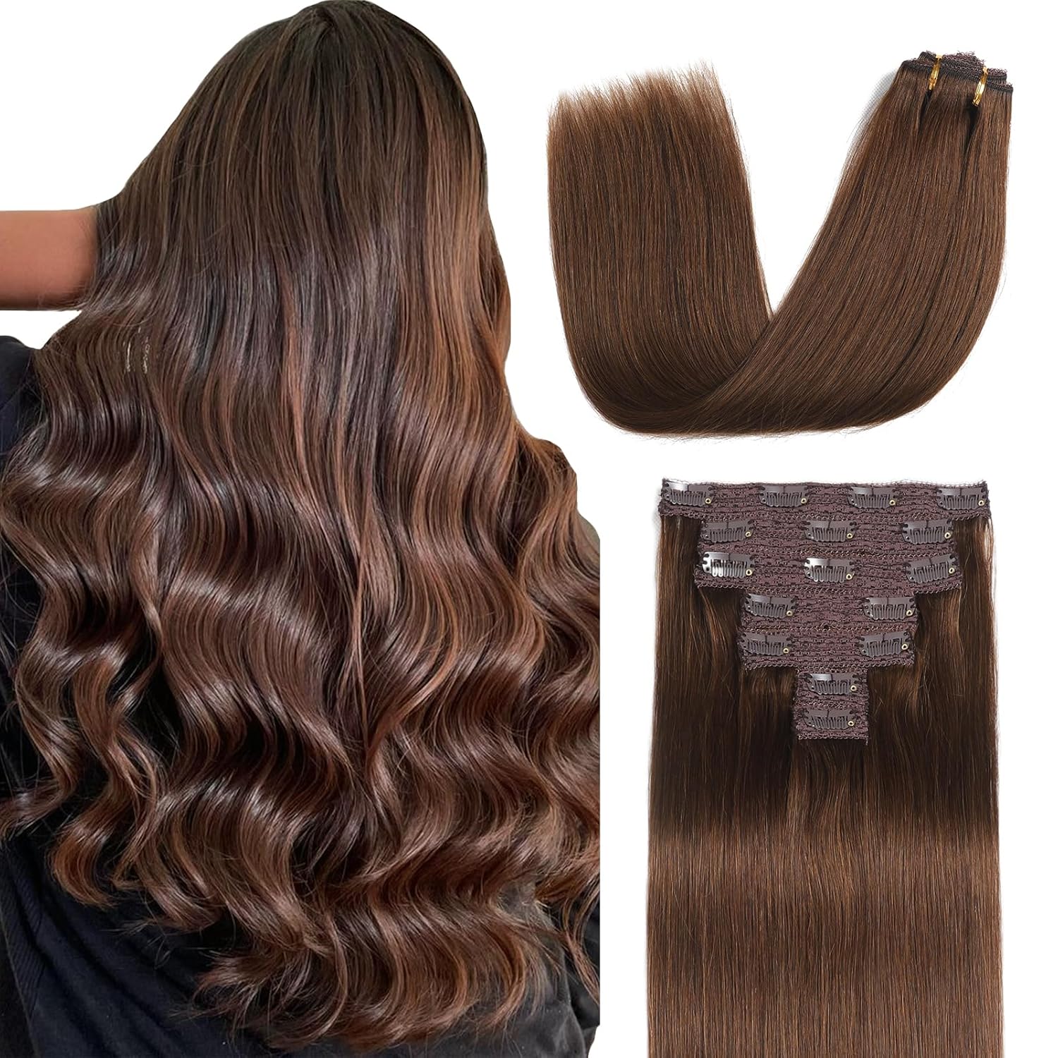 Amazon.com : Sisily Clip in Hair Extensions Real Human Hair, Premium ...
