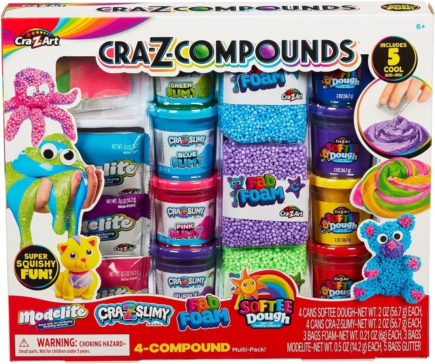 Amazon.com: CRA-Z-Slimy Slime Compound Set Toy, 4 Compound Packs ...