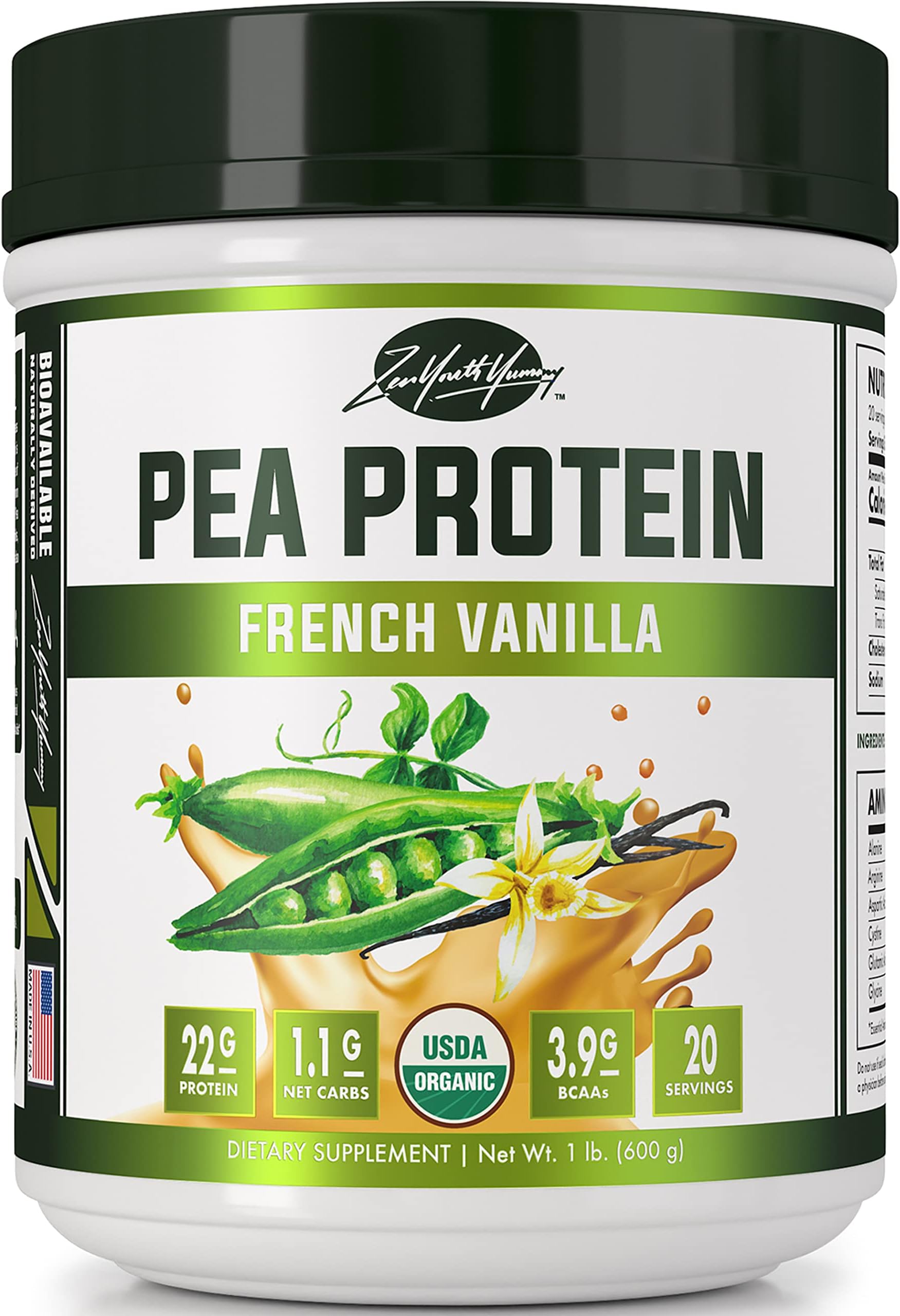 Amazon.com: zyy Vanilla Pea Protein Powder – Organic Plant-Based Vegan ...